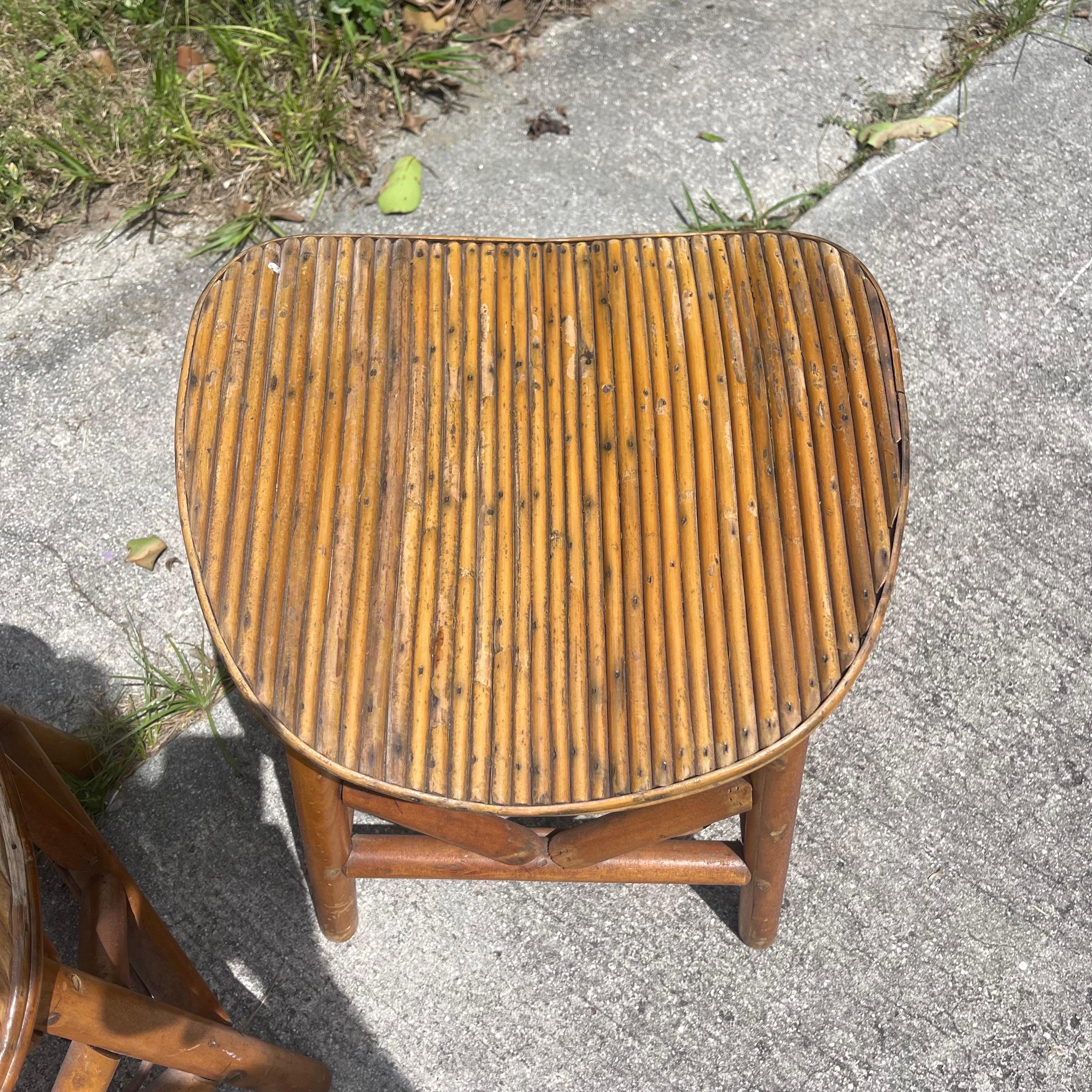 Mid-Century Pencil Reed and Rattan Stools, a Pair For Sale at 1stDibs