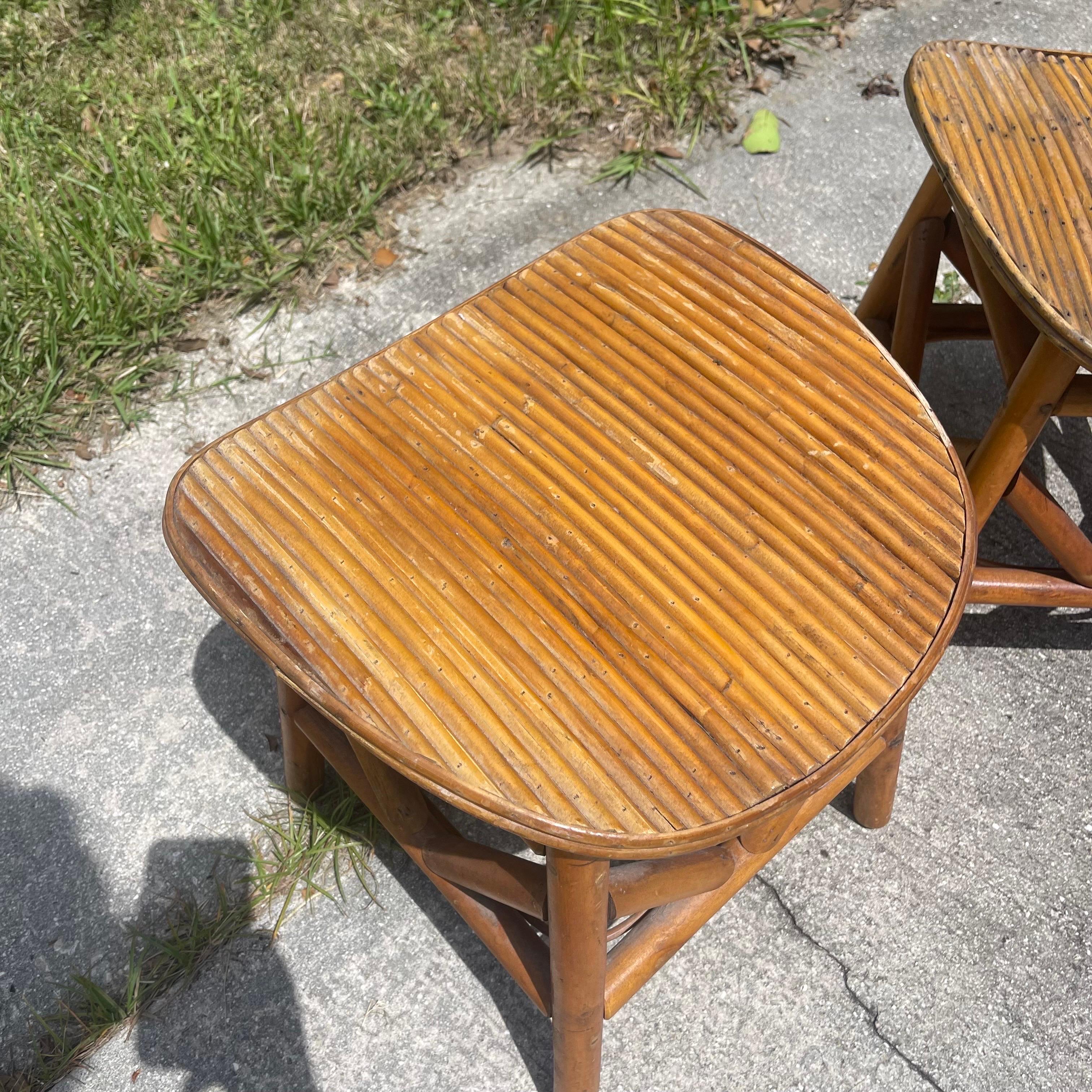 Mid-Century Pencil Reed and Rattan Stools, a Pair For Sale at 1stDibs