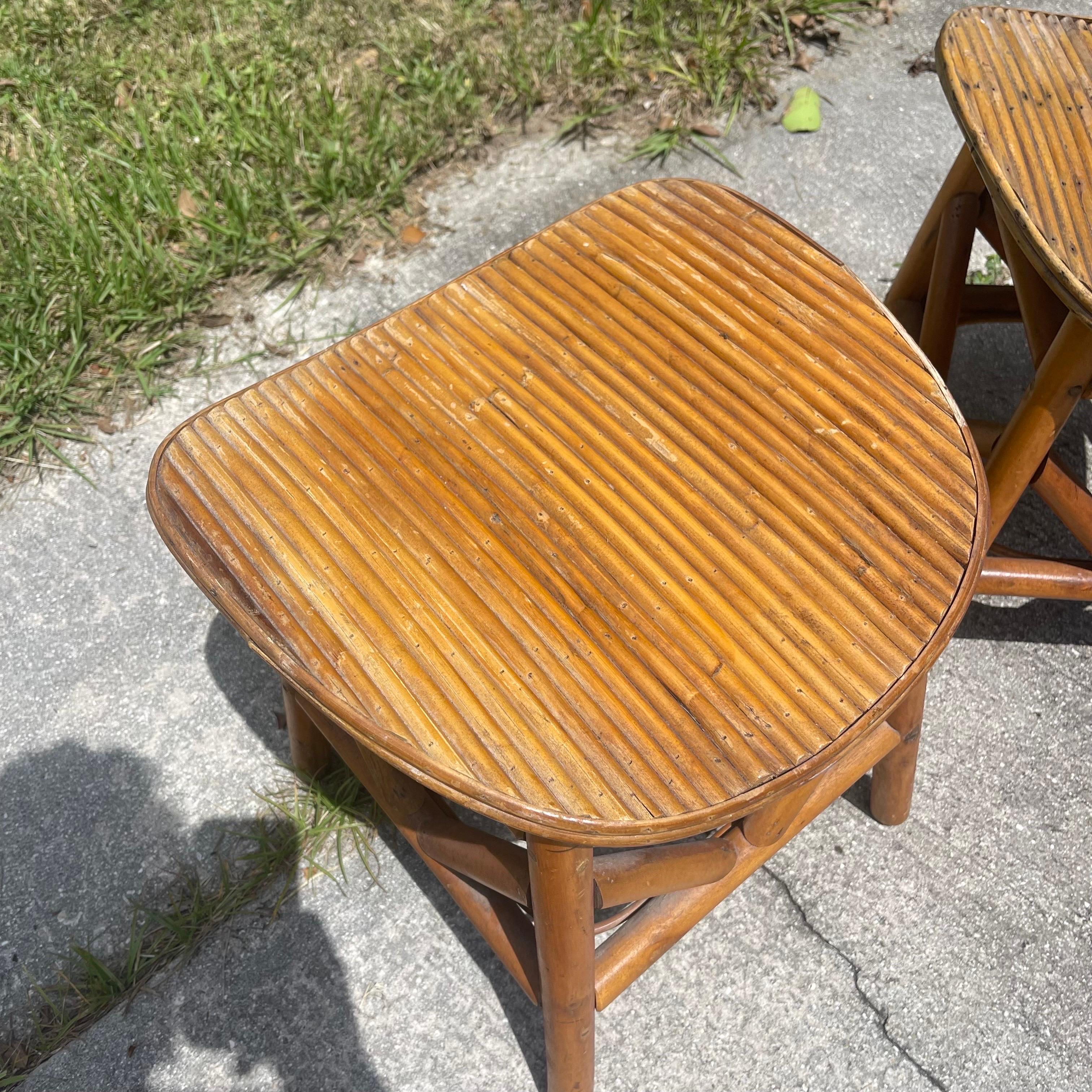 Mid-Century Pencil Reed and Rattan Stools, a Pair For Sale at 1stDibs