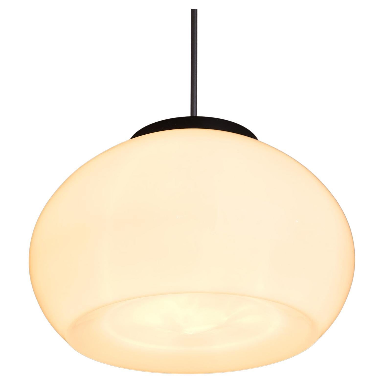 Mid-Century Pendant in White Opaque Glass For Sale at 1stDibs