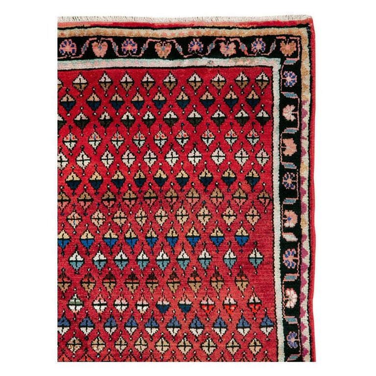 Midcentury Persian Folk Handmade Throw Rug in Red For Sale at 1stDibs ...