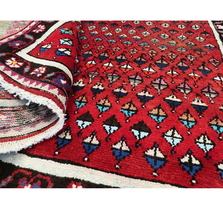 Midcentury Persian Folk Handmade Throw Rug in Red For Sale at 1stDibs ...