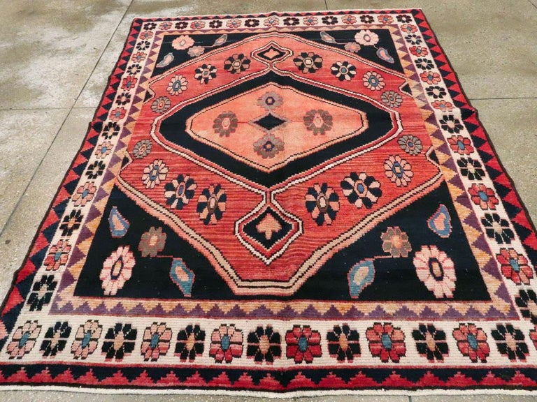 Midcentury Persian Tribal Rug in Black and Red For Sale at 1stDibs ...