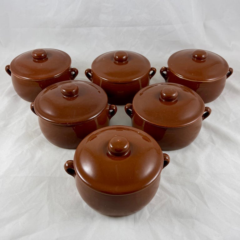 Mid-Century Pfaltzgraff Pottery Lidded Onion Soup Au Gratin Casseroles ...