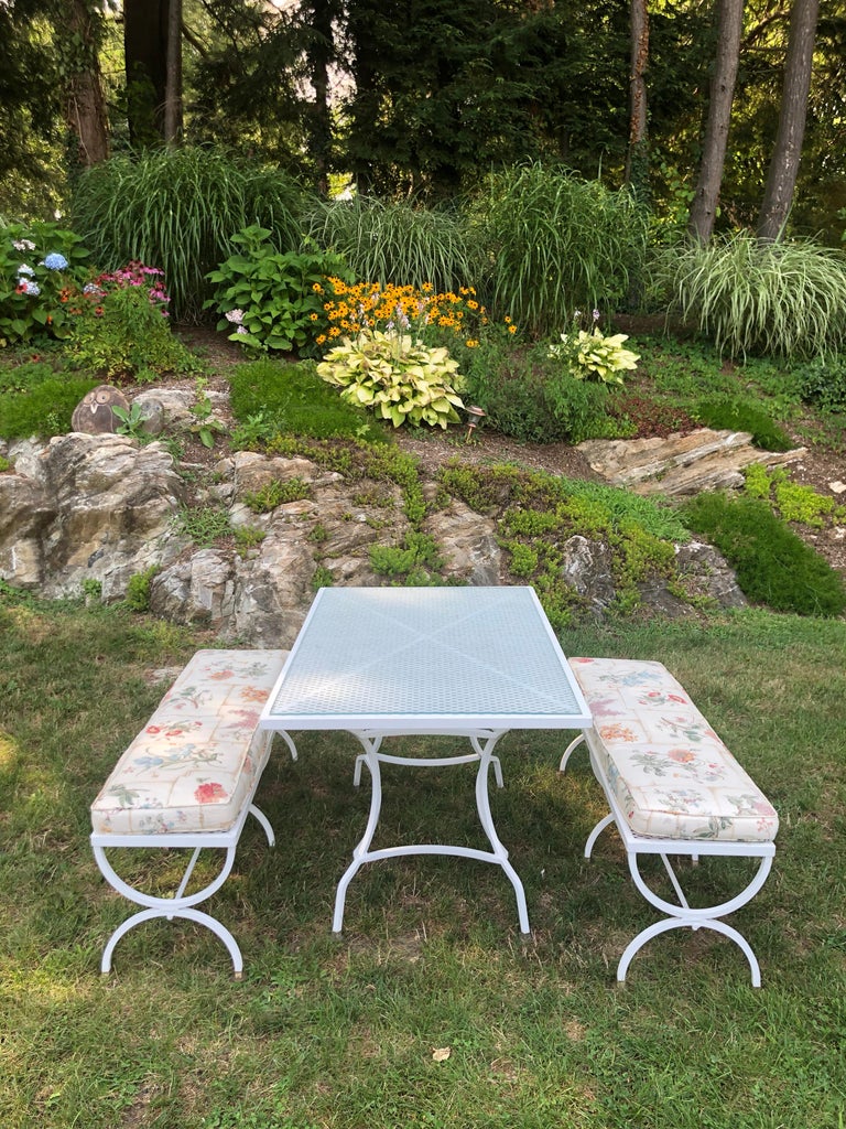 Mid Century Picnic Style Table and Benches at 1stDibs