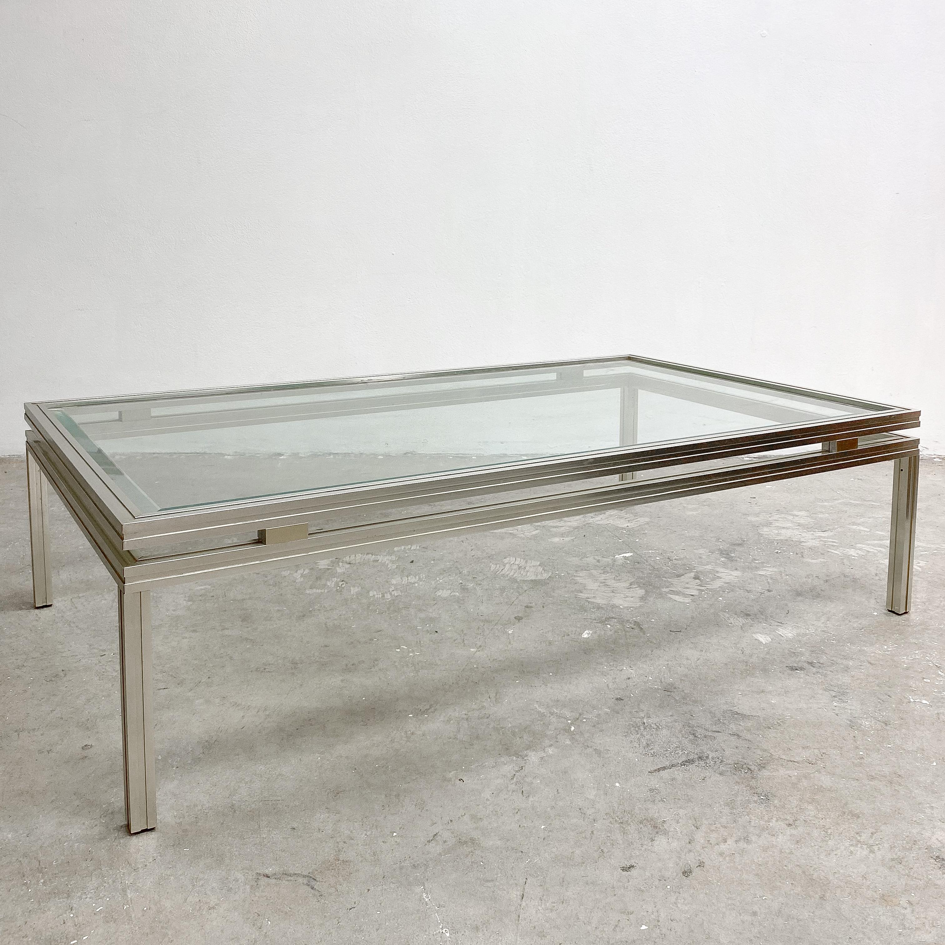 Mid Century Pierre Vandel Glass Top Coffee Table For Sale at 1stDibs
