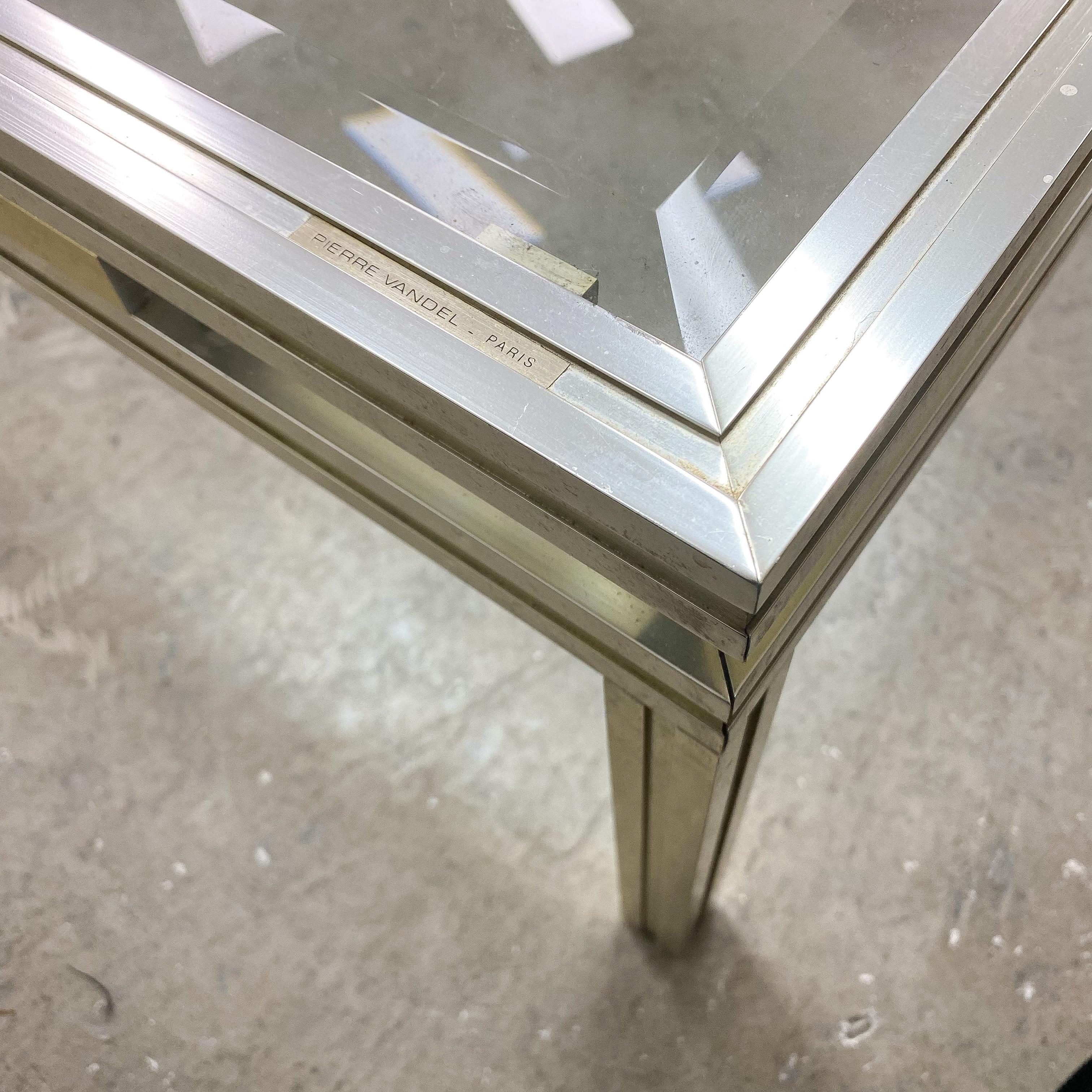 Mid Century Pierre Vandel Glass Top Coffee Table For Sale at 1stDibs