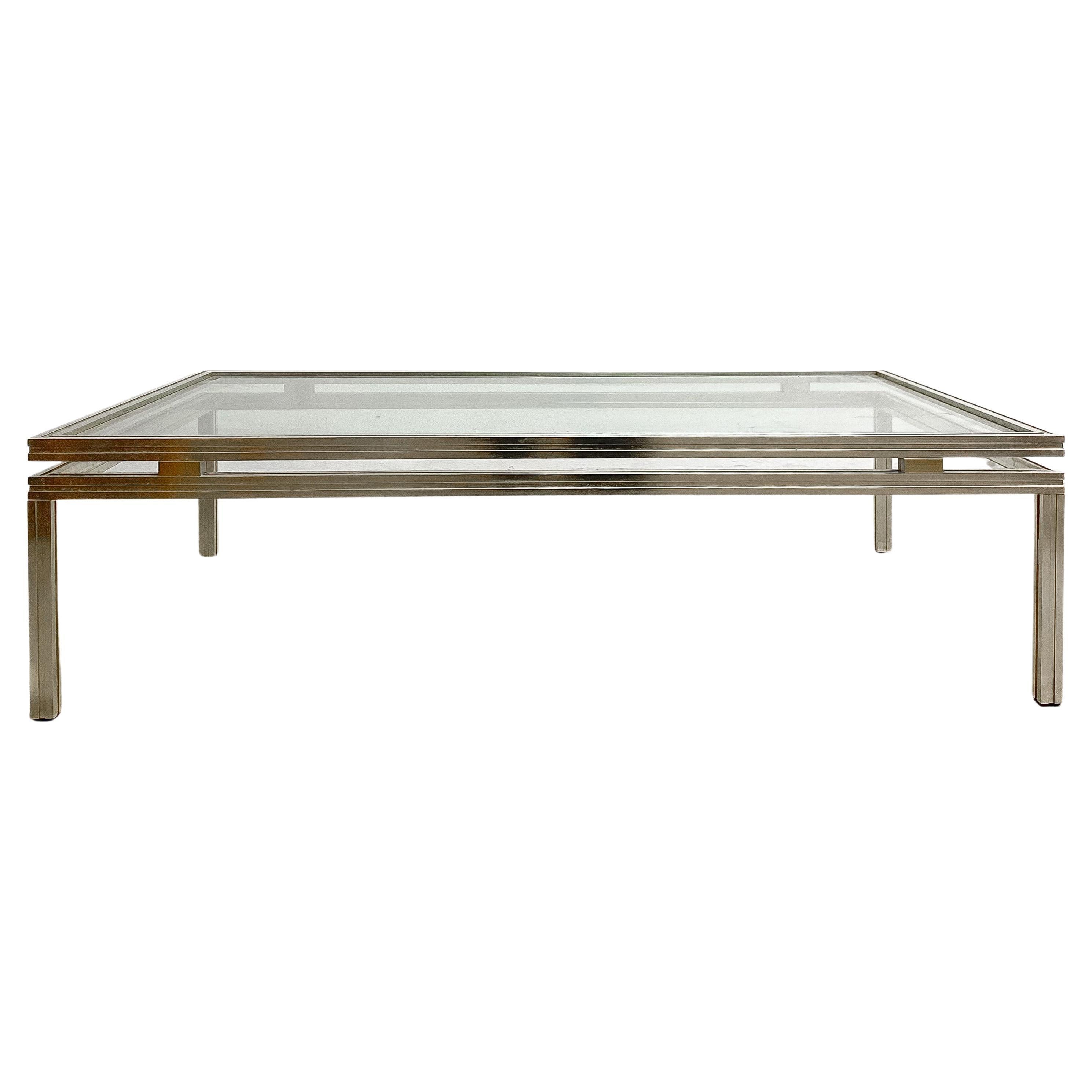 Mid Century Pierre Vandel Glass Top Coffee Table For Sale at 1stDibs