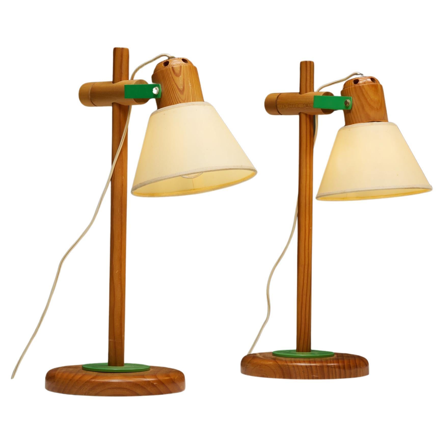 Mid-Century Pine Wood Desk Lamps, Spain, 1980s at 1stDibs