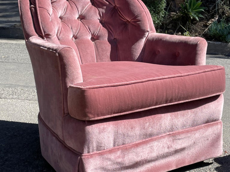 Mid-Century Pink Crushed Velvet Swivel Chairs , circa 1960s For Sale at ...
