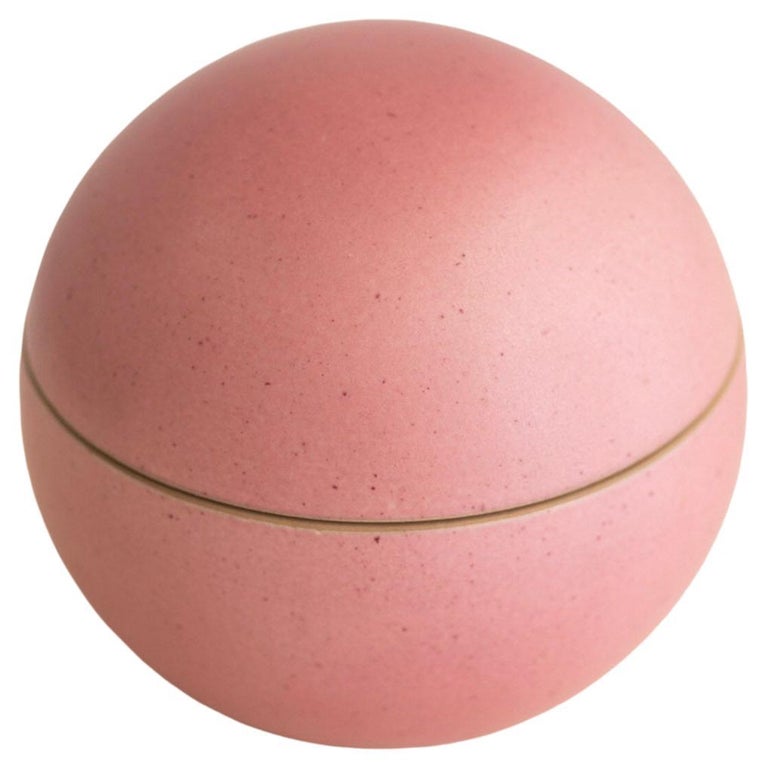 Mid-Century Pink Italian Pottery Vessel with Lid For Sale at 1stDibs