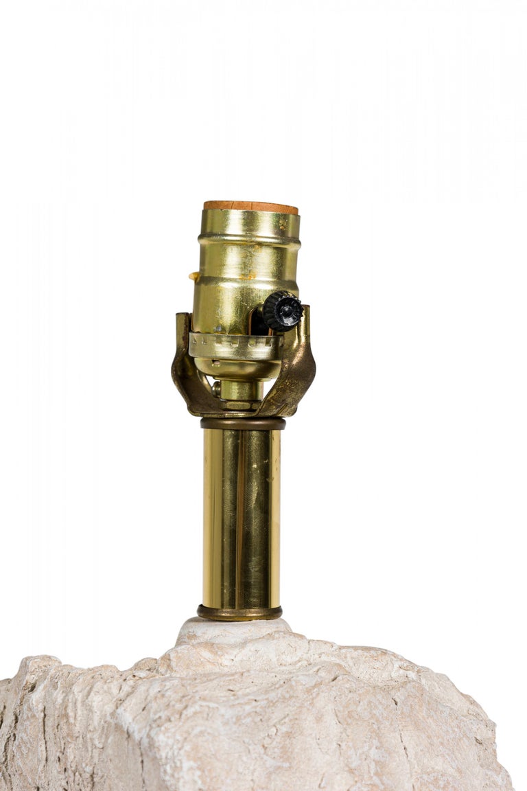 Midcentury Plaster Scholar's Rock Table Lamp For Sale at 1stDibs