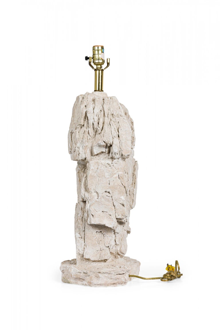 Midcentury Plaster Scholar's Rock Table Lamp For Sale at 1stDibs