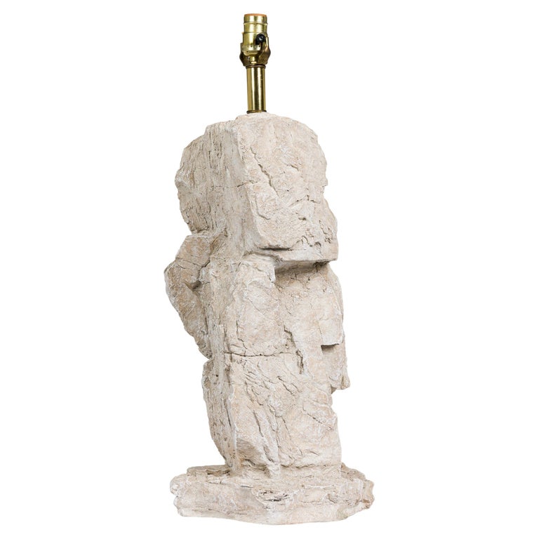 Midcentury Plaster Scholar's Rock Table Lamp For Sale at 1stDibs