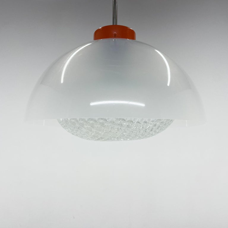 Mid-Century Plastic and Glass Pendant, Czechoslovakia For Sale at 1stDibs