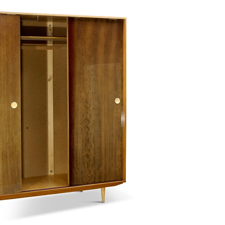 Midcentury Polished Ash Wardrobe For Sale at 1stDibs