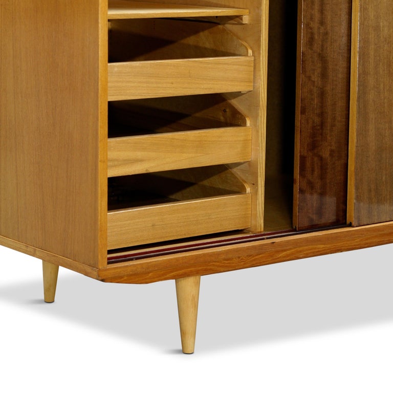 Midcentury Polished Ash Wardrobe For Sale at 1stDibs
