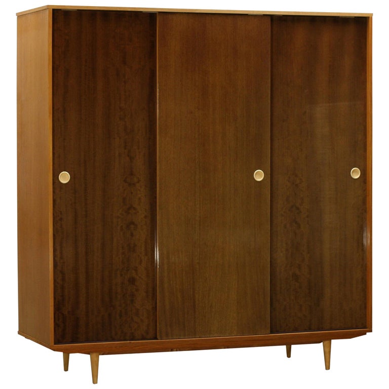 Midcentury Polished Ash Wardrobe For Sale at 1stDibs