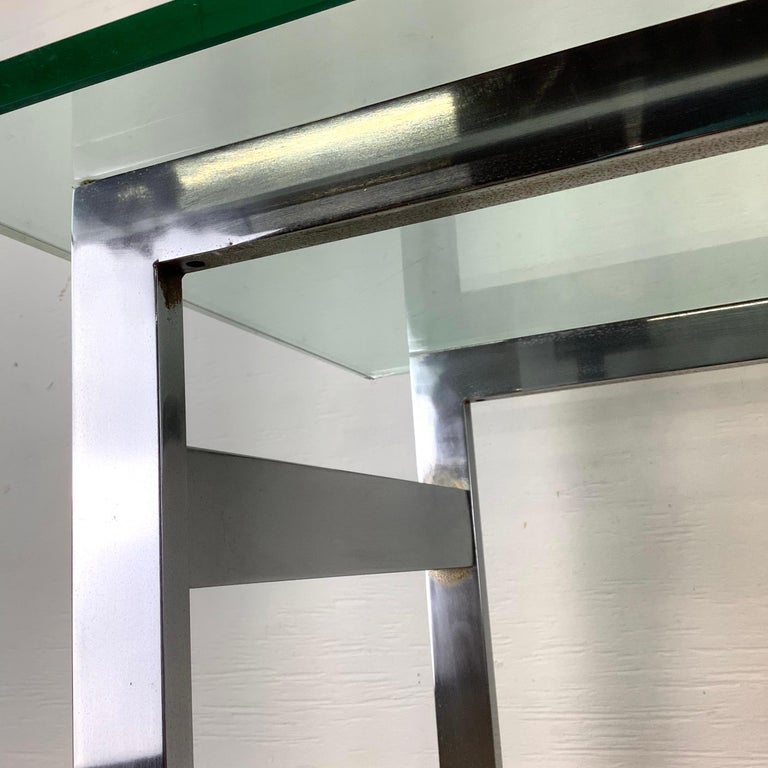 Mid-Century Polished Flat Steel Console Table after Milo Baughman For ...