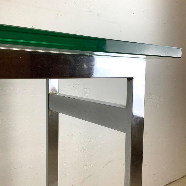 Mid-Century Polished Flat Steel Console Table after Milo Baughman For ...