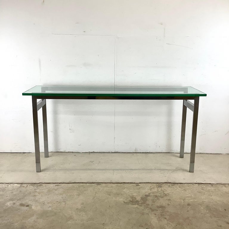 Mid-Century Polished Flat Steel Console Table after Milo Baughman For ...