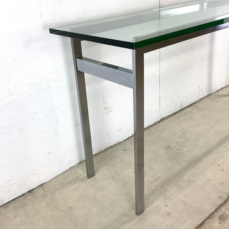 Mid-Century Polished Flat Steel Console Table after Milo Baughman For ...