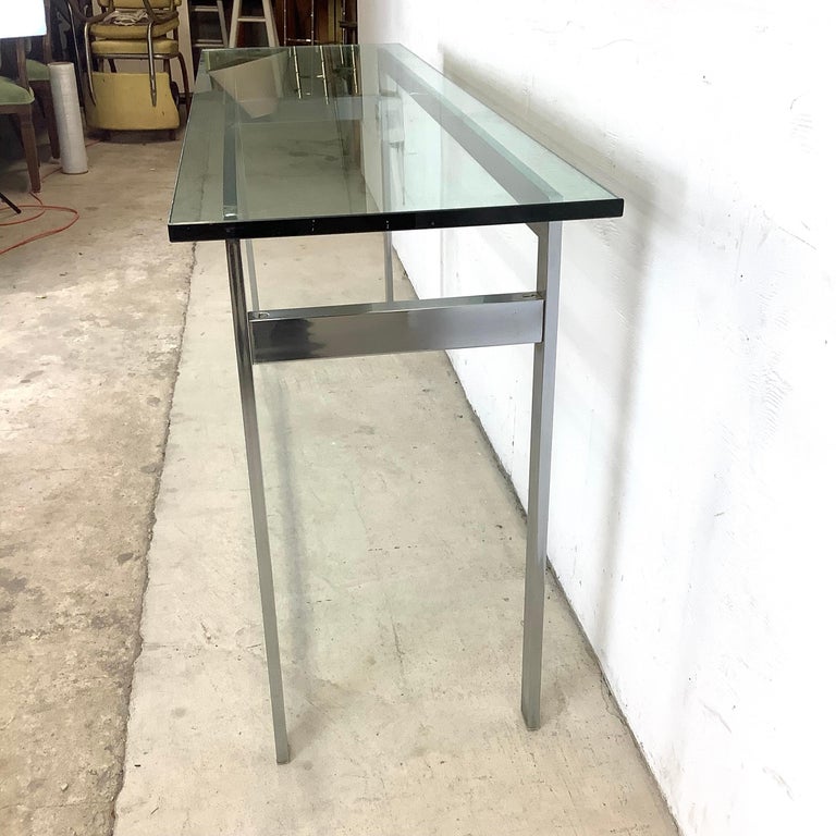 Mid-Century Polished Flat Steel Console Table after Milo Baughman For ...