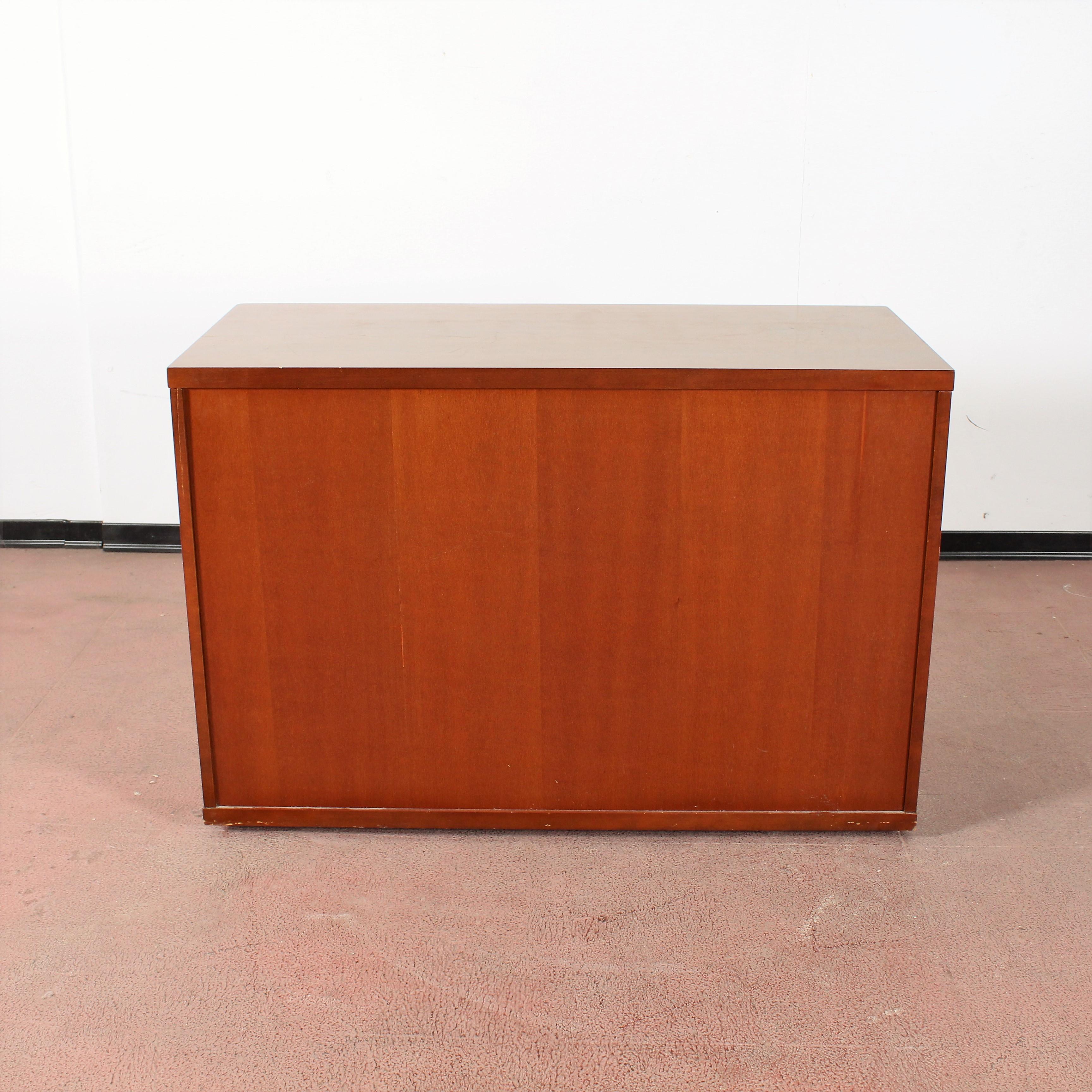 Midcentury Poltrona Frau Wood and Leather Commode and Nightstands ...