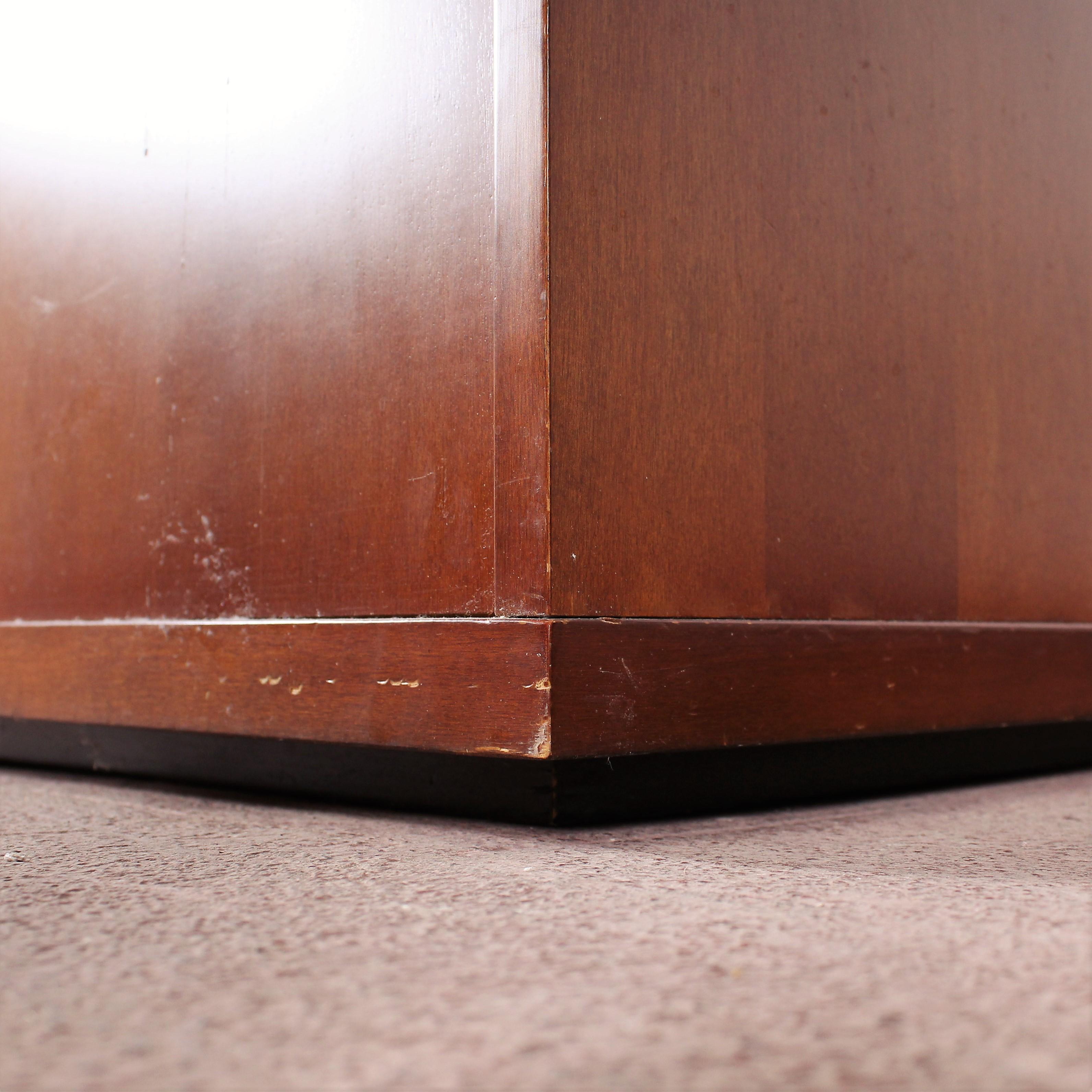 Midcentury Poltrona Frau Wood and Leather Commode and Nightstands ...