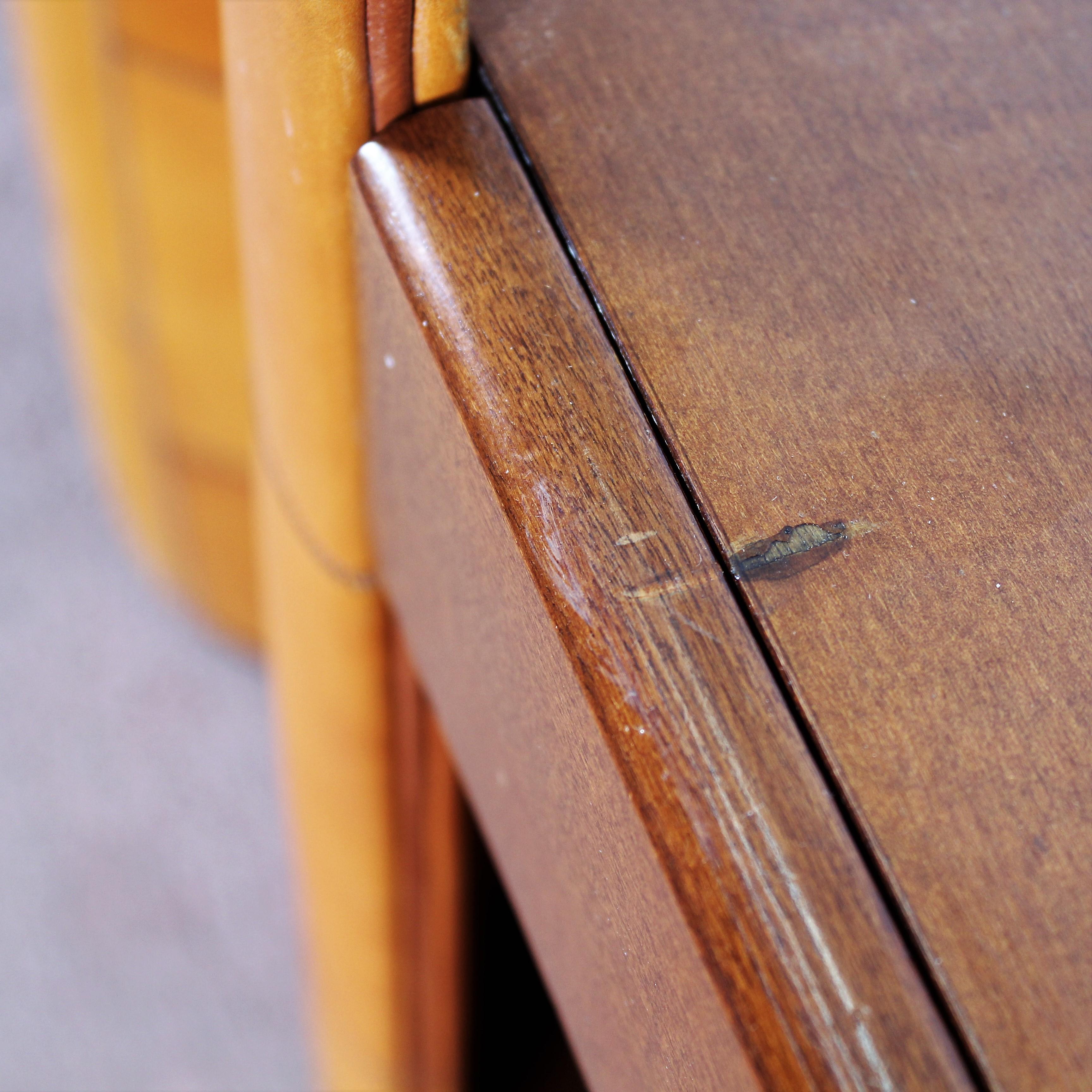 Midcentury Poltrona Frau Wood and Leather Commode and Nightstands ...