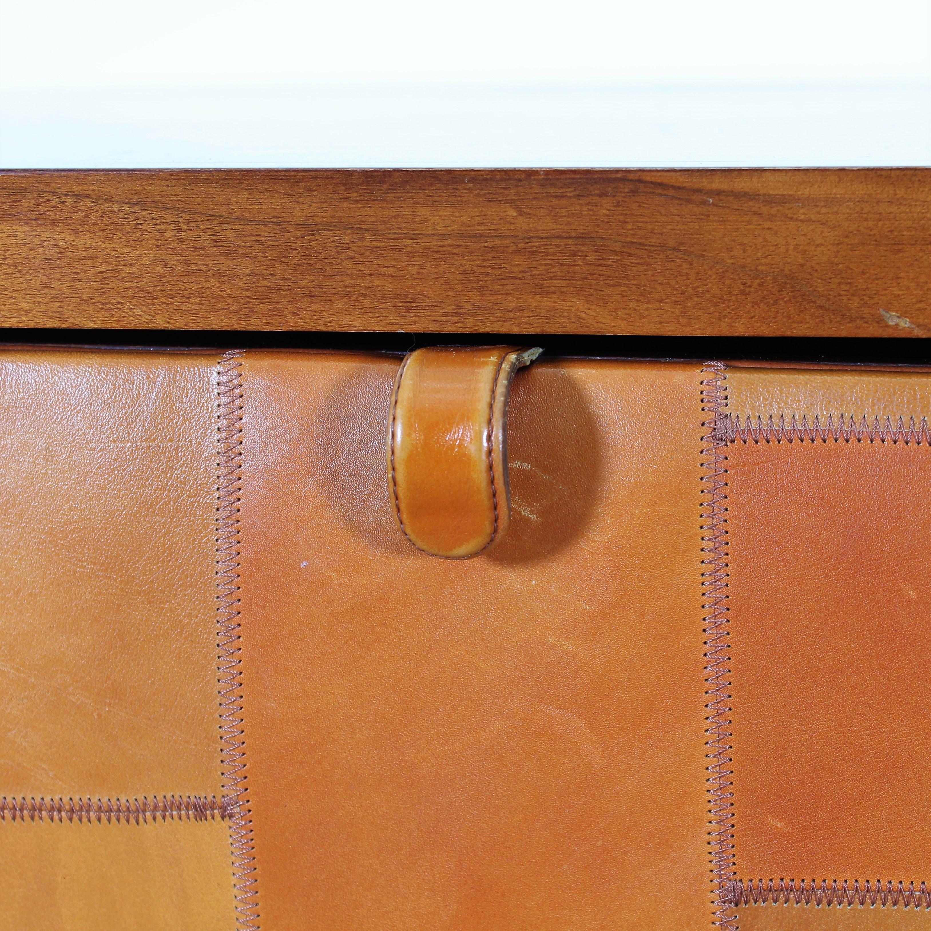 Midcentury Poltrona Frau Wood and Leather Commode and Nightstands ...