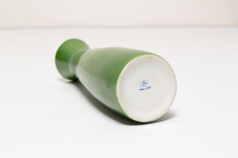 Midcentury Porcelain Small Green Vase, Hand Painted, Europe, 1960s For ...