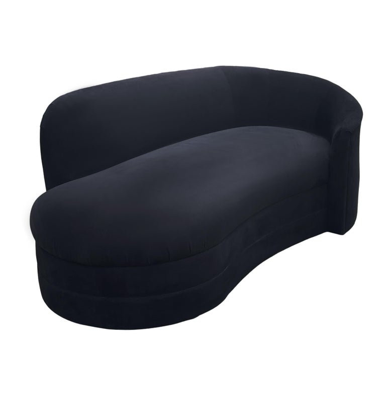 Mid Century Post Modern Curved Chaise Lounge or Loveseat in Black ...