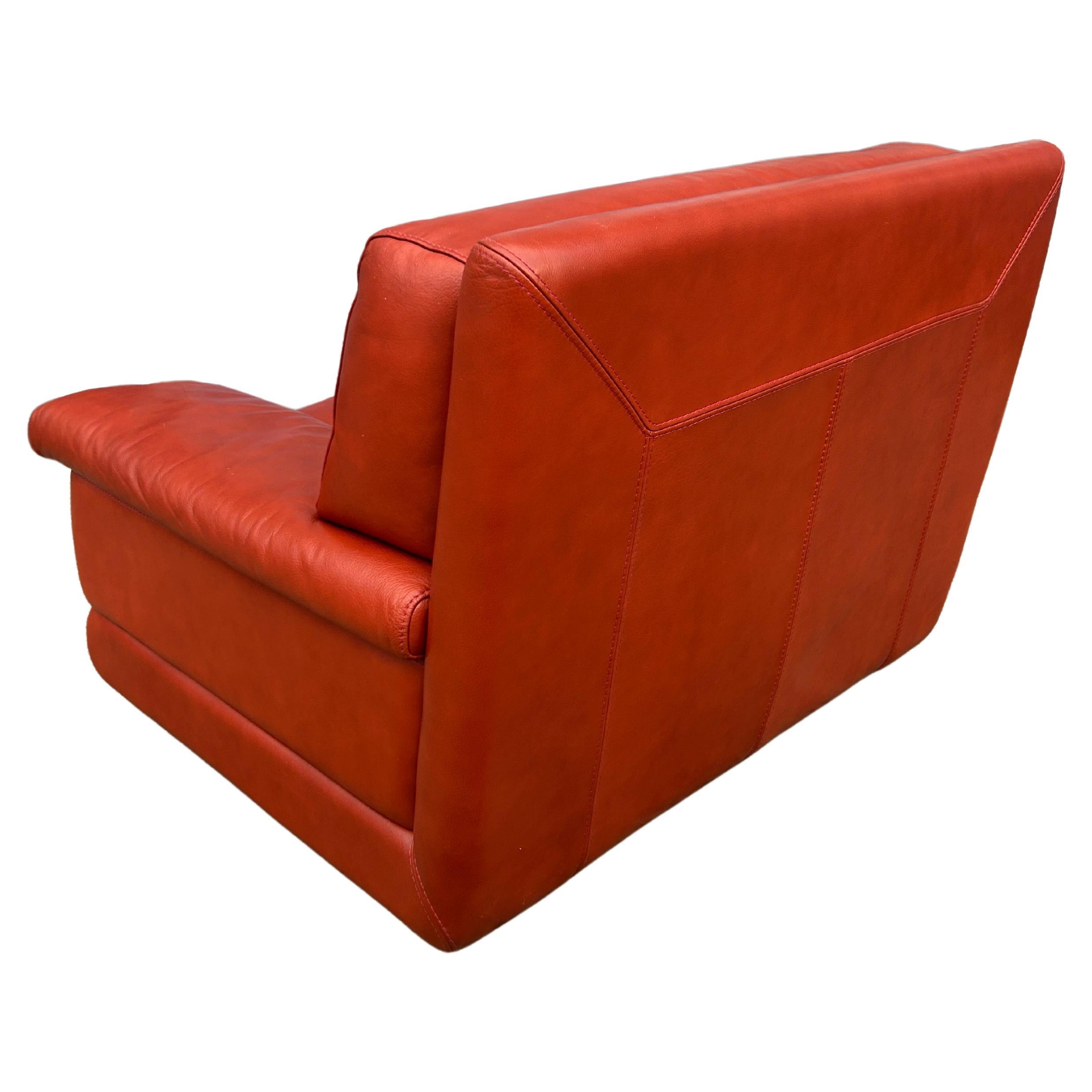 Mid Century Post Modern Italian Red Leather lounge chair by Roche ...