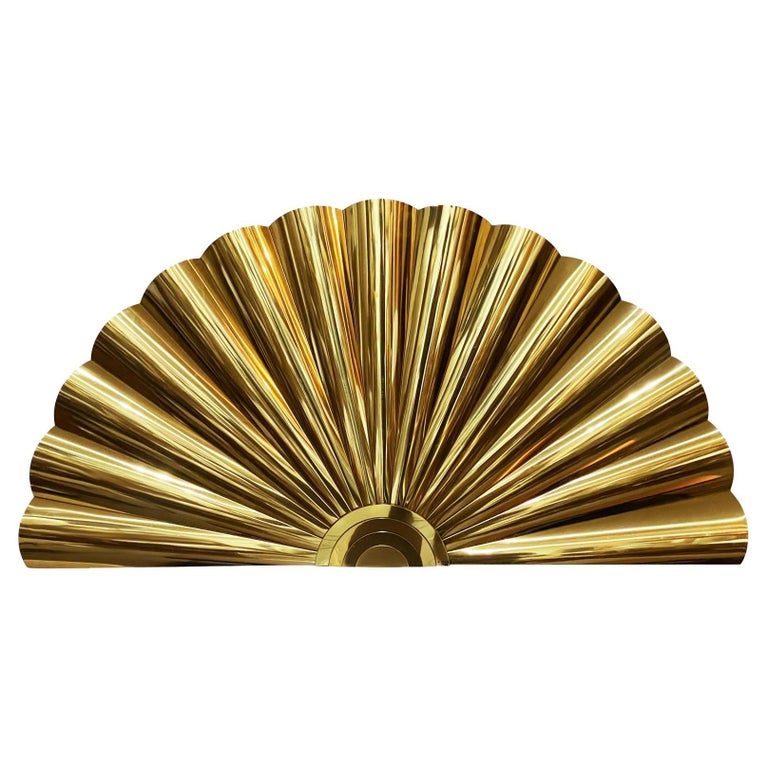 Mid-Century Post Modern Large Wall Sculpture in Brass Fan Form by ...