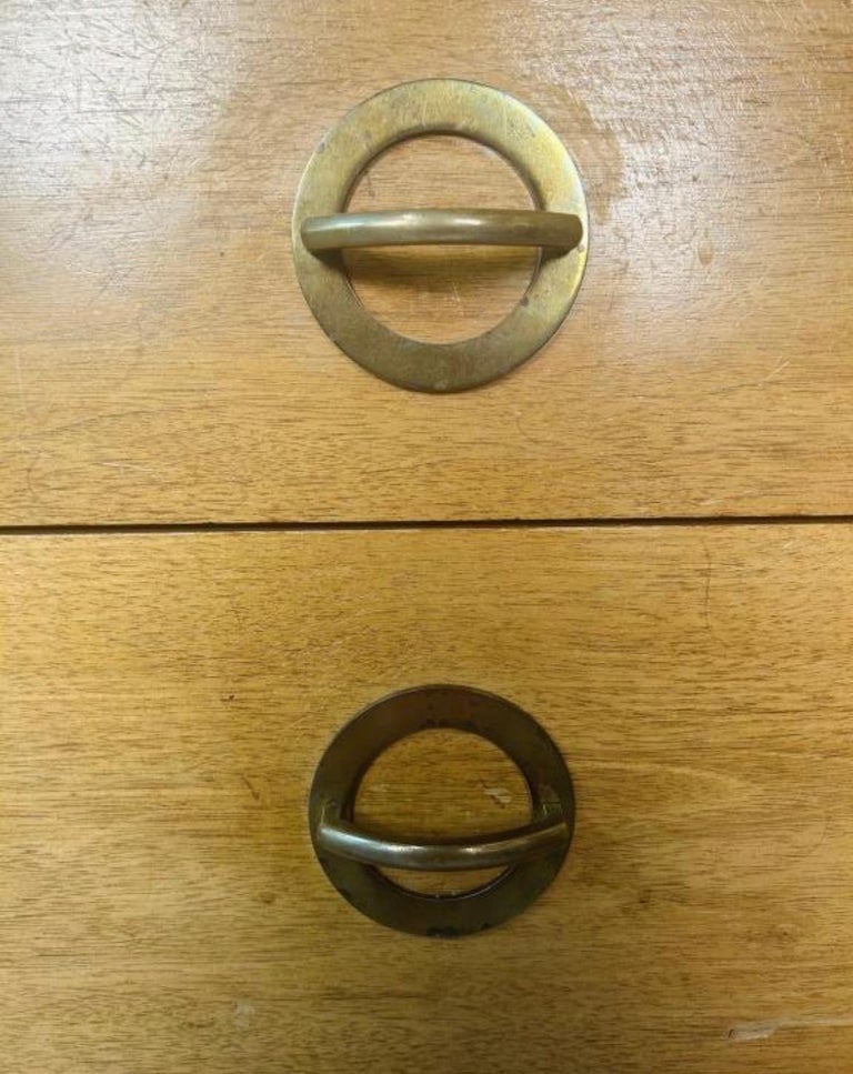 Midcentury Post Modern Oak 5 Drawer Dresser Brass Pulls Style of Dunbar ...