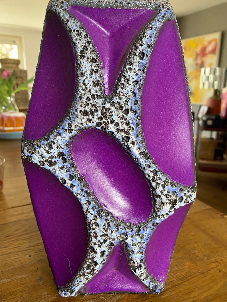 Mid-Century Purple Fat Lava Vase by Roth Keramik For Sale at 1stDibs