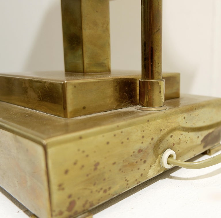 Mid-Century Pyrite Stone Table Lamp, Original Lampshade For Sale at 1stDibs