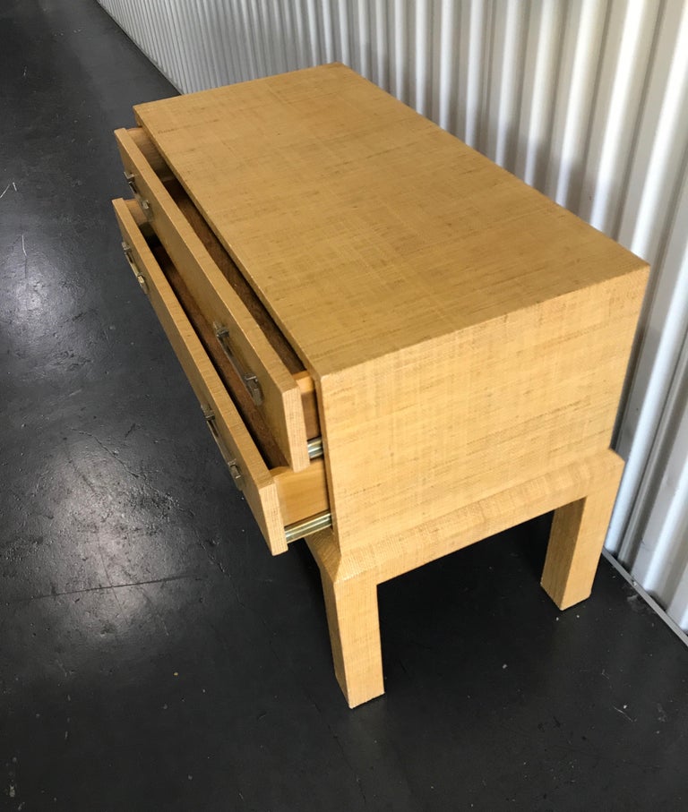 Midcentury Raffia Covered Two-Drawer Chest or Side Table For Sale at ...