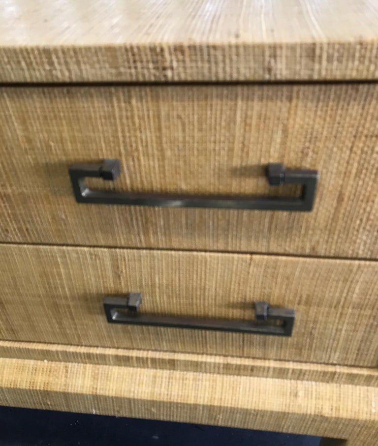 Midcentury Raffia Covered Two-Drawer Chest or Side Table For Sale at ...