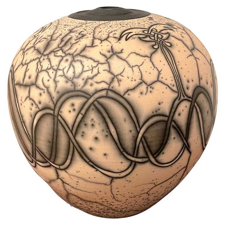 Mid Century Raku Pottery Vase Signed Jacobson For Sale At 1stdibs