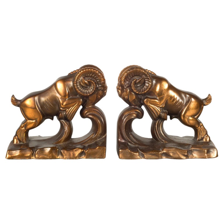 Mid-Century Ram Bookends C.1950 For Sale at 1stDibs