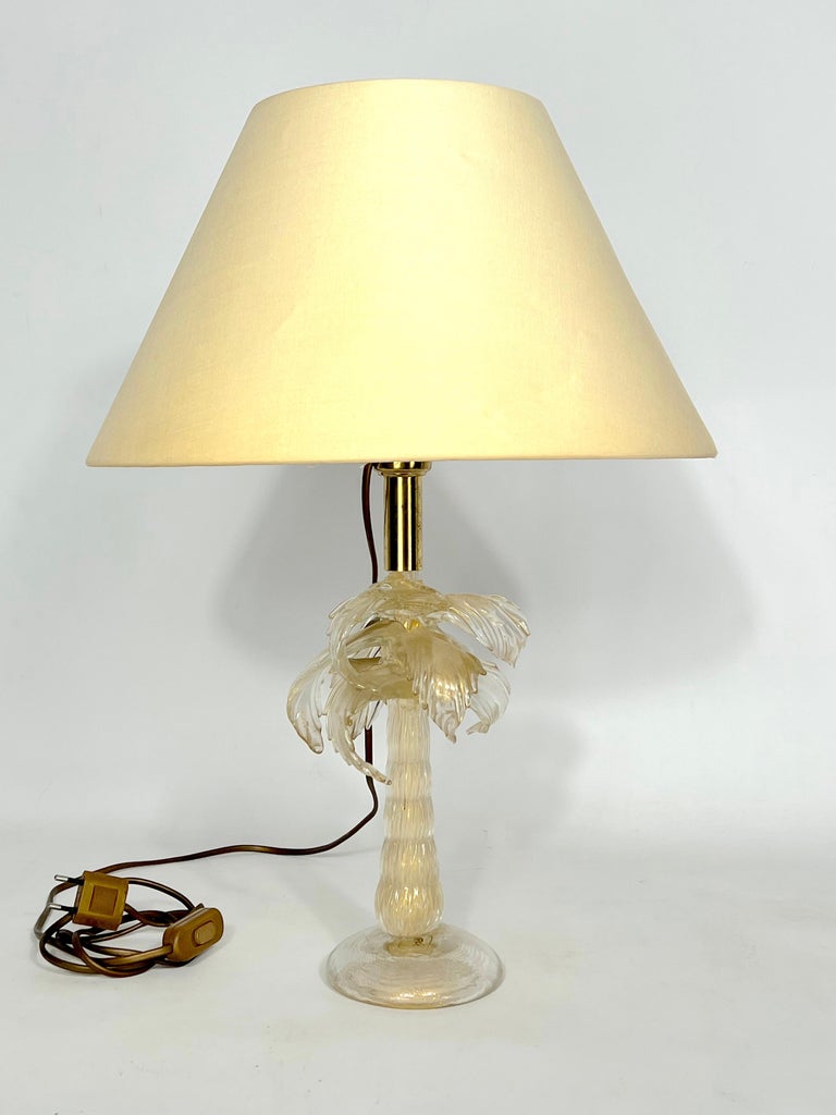 Mid-Century Rare Brass and Murano Glass Table Lamp by Tommaso Barbi For ...