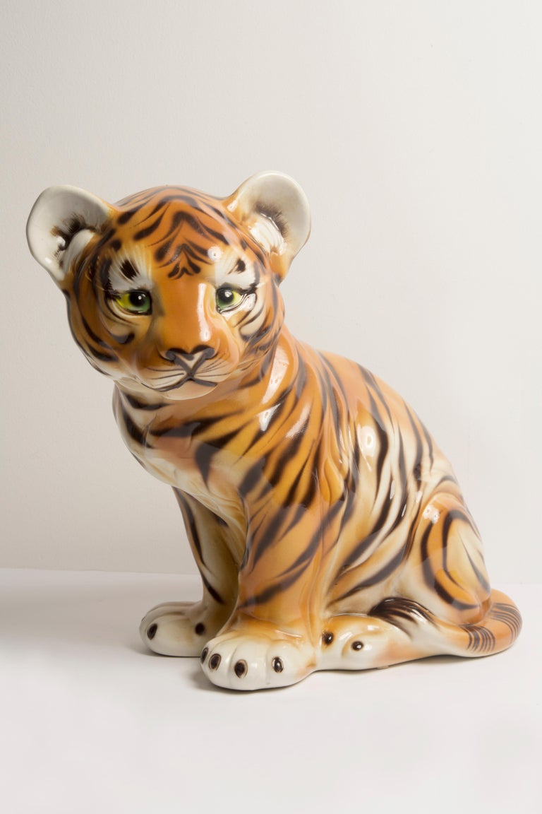 Midcentury Rare Medium Tiger Ceramic Sculpture, Portugal, 1960s For ...