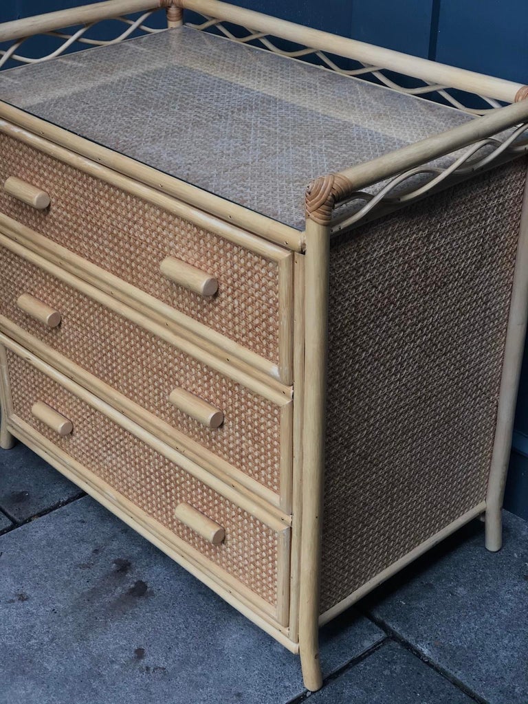 Midcentury Rattan / Cane Chest of Drawers by Angraves, England, 1970s ...