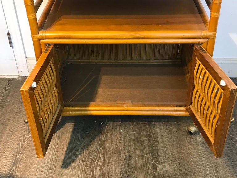 Midcentury Rattan Expandable Bar Cart at 1stDibs