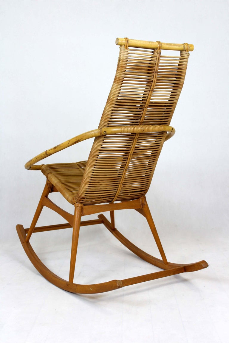Mid-Century Rattan Rocking Chair, 1960s For Sale at 1stDibs