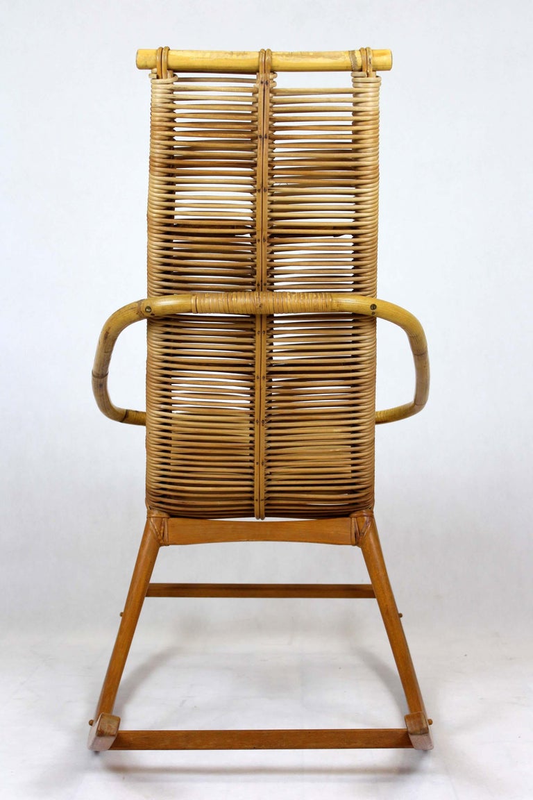 Mid-Century Rattan Rocking Chair, 1960s For Sale at 1stDibs