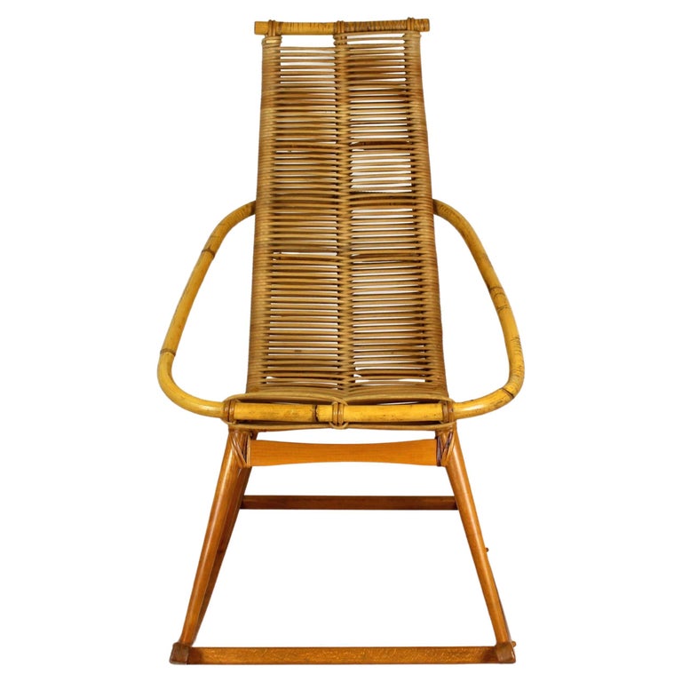 Mid-Century Rattan Rocking Chair, 1960s For Sale at 1stDibs