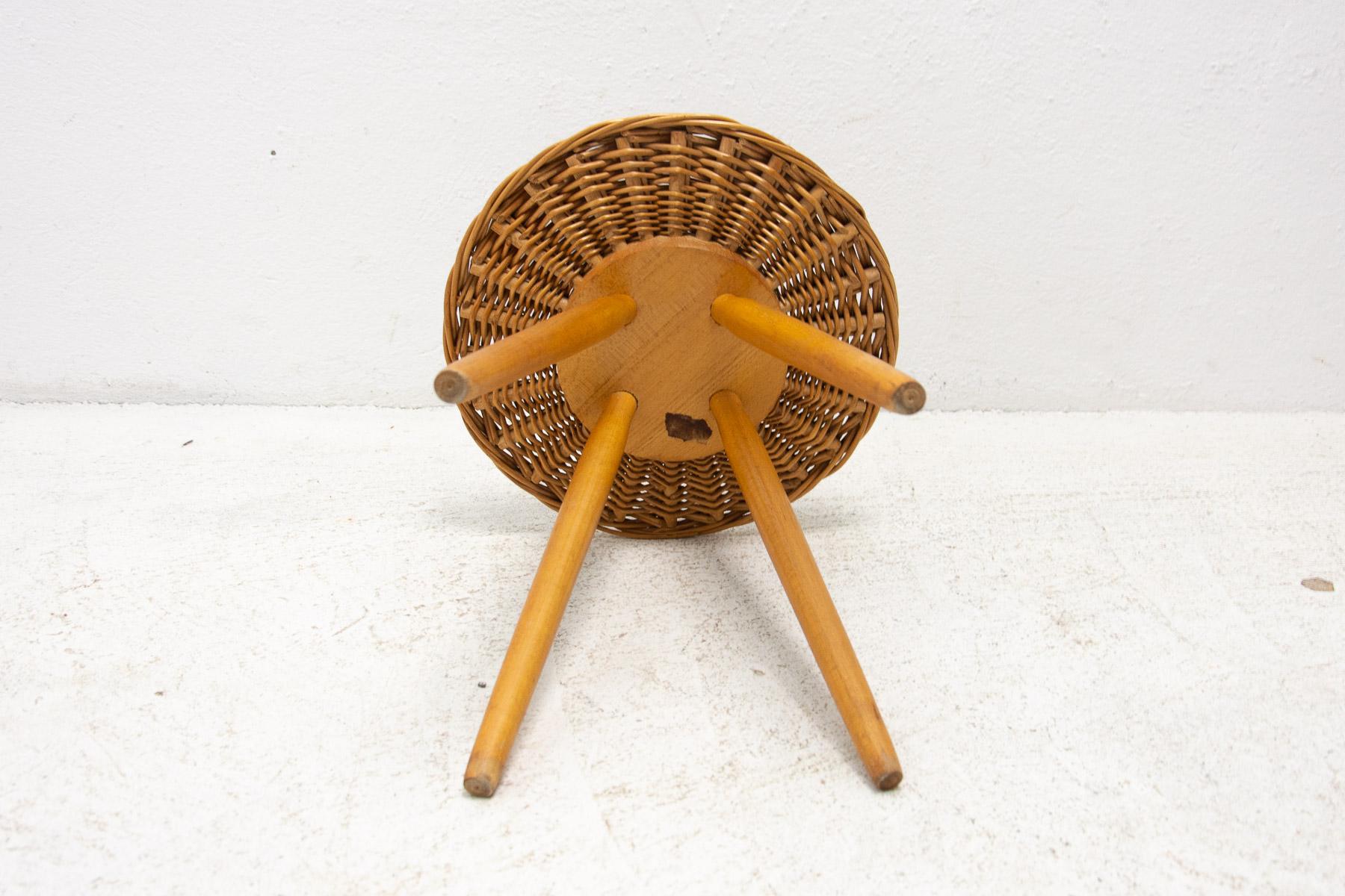 Mid-Century Rattan Stool by Jan Kalous for Úluv, 1960's, Czechoslovakia ...